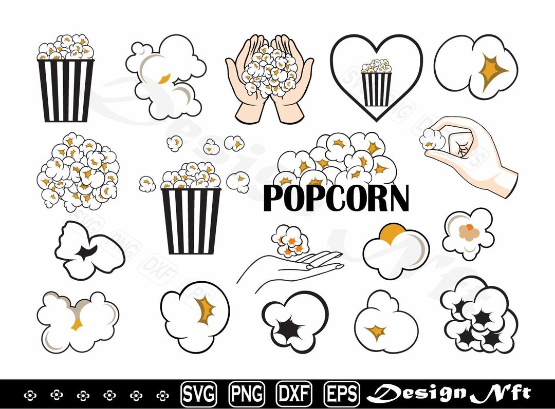 Popcorn Svg, Clipart, Cut Files for Silhouette, Vector, Dxf, Eps, Png ...
