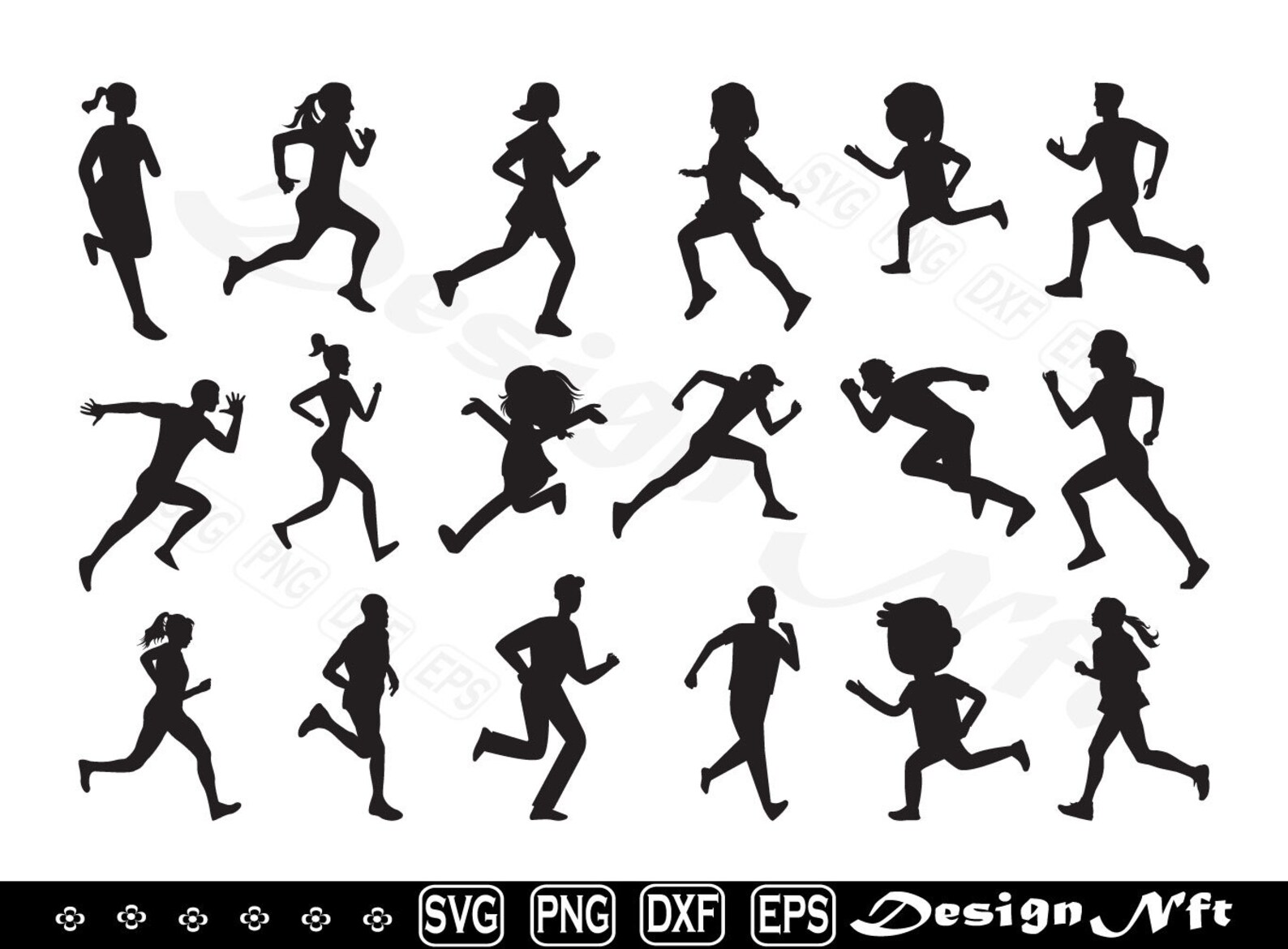 Running Svg Clipart, Cut Files for Silhouette, Vector, Dxf, Eps, Png ...
