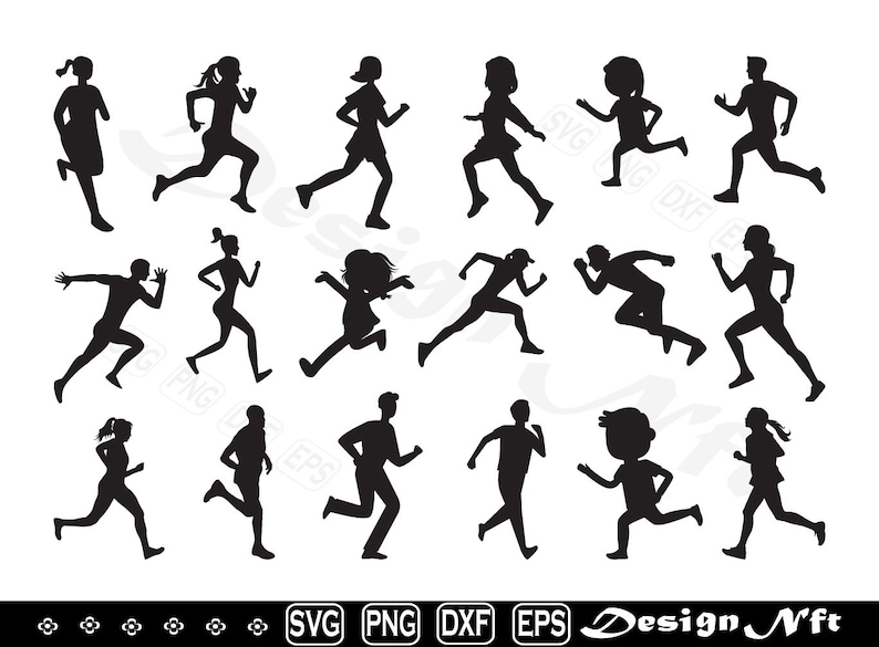 Running Svg Clipart, Cut Files for Silhouette, Vector, Dxf, Eps, Png ...