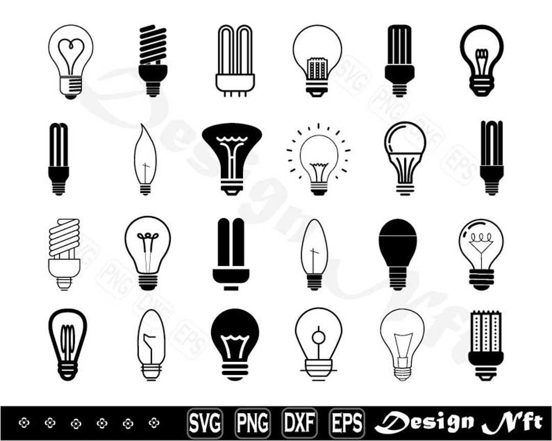 Light Bulb Svg, Bulb Svg, Clipart, Cut Files for Silhouette, Vector ...