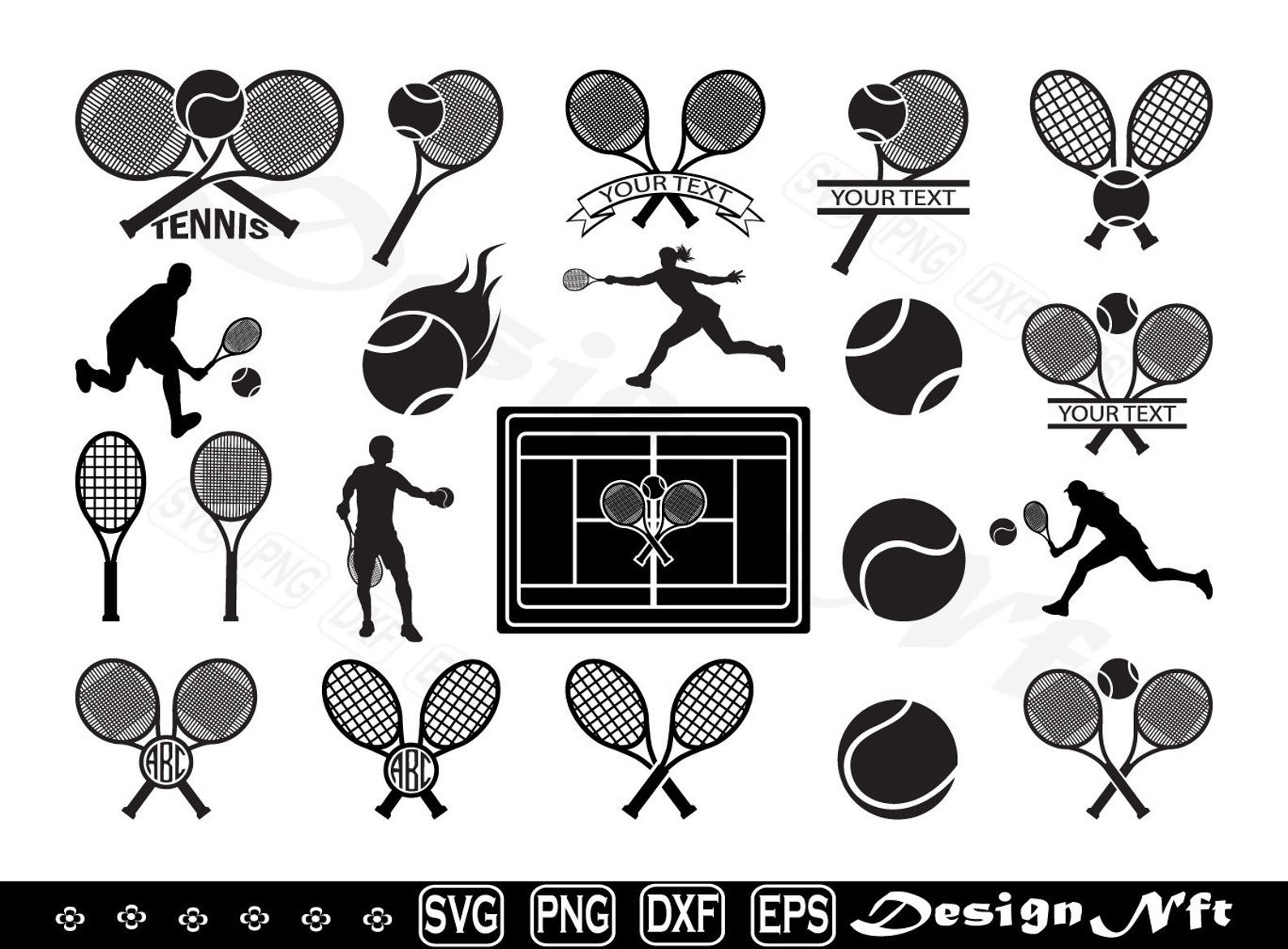 Tennis Svg, Clipart, Cut Files for Silhouette, Vector, Dxf, Eps, Png ...