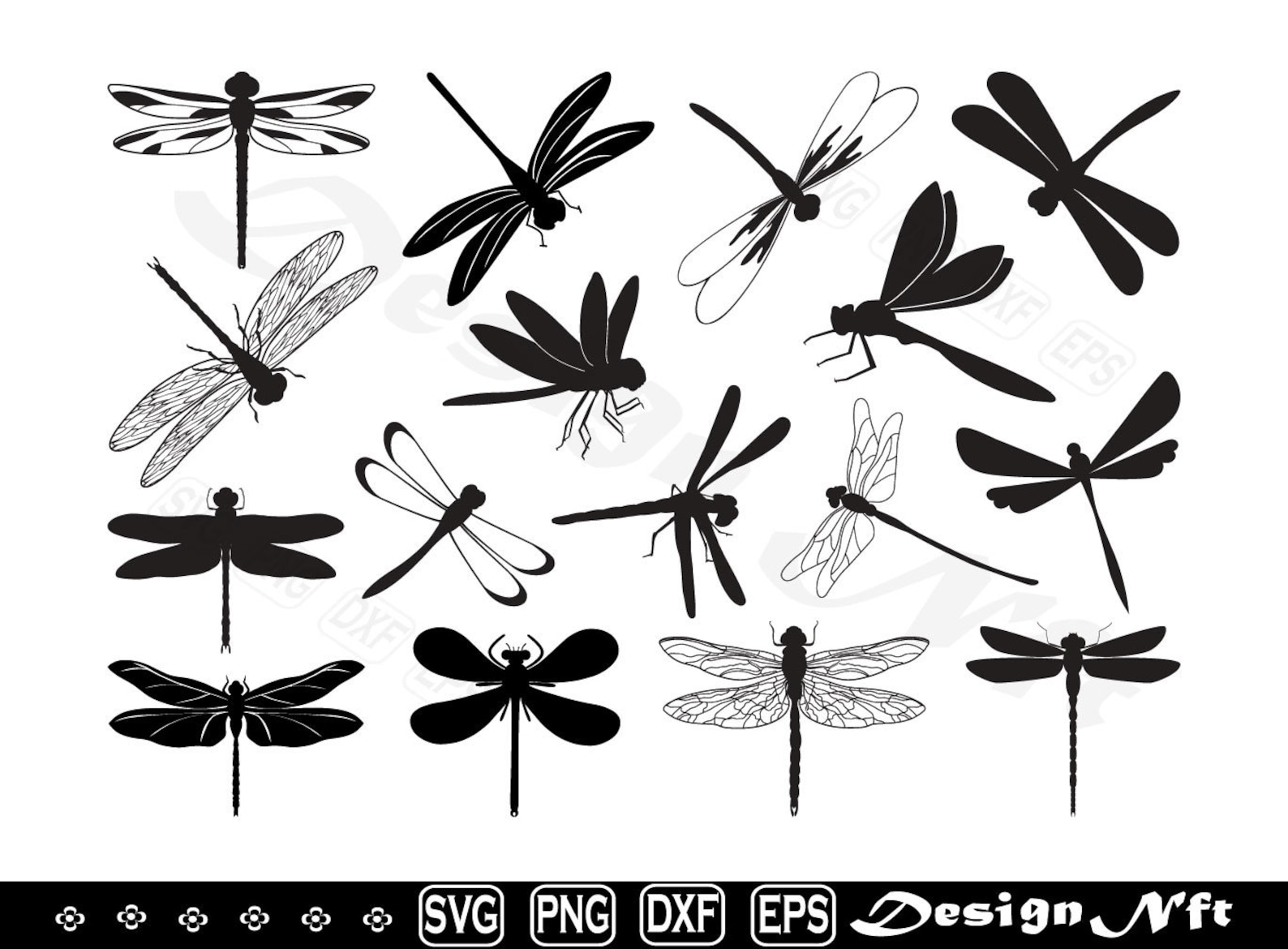 Dragonfly Svg, Clipart, Cut Files for Silhouette, Vector, Dxf, Eps, Png ...