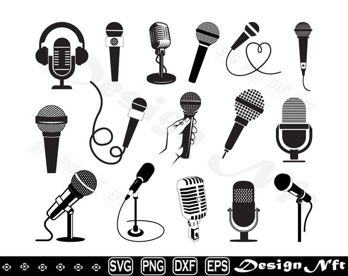 Mikrofon svg, Kopfhörer svg, Mic Stand svg, Musik svg, Clipart ...