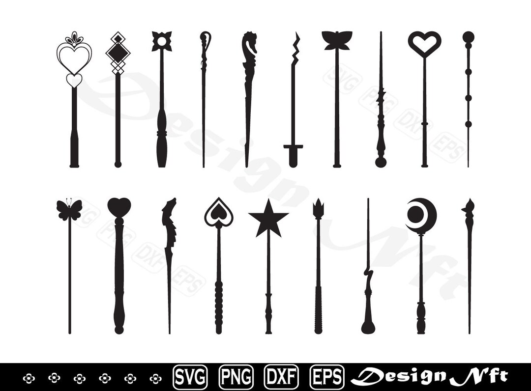 Wands Svg, Clipart, Cut Files for Silhouette, Vector, Dxf, Eps, Png ...