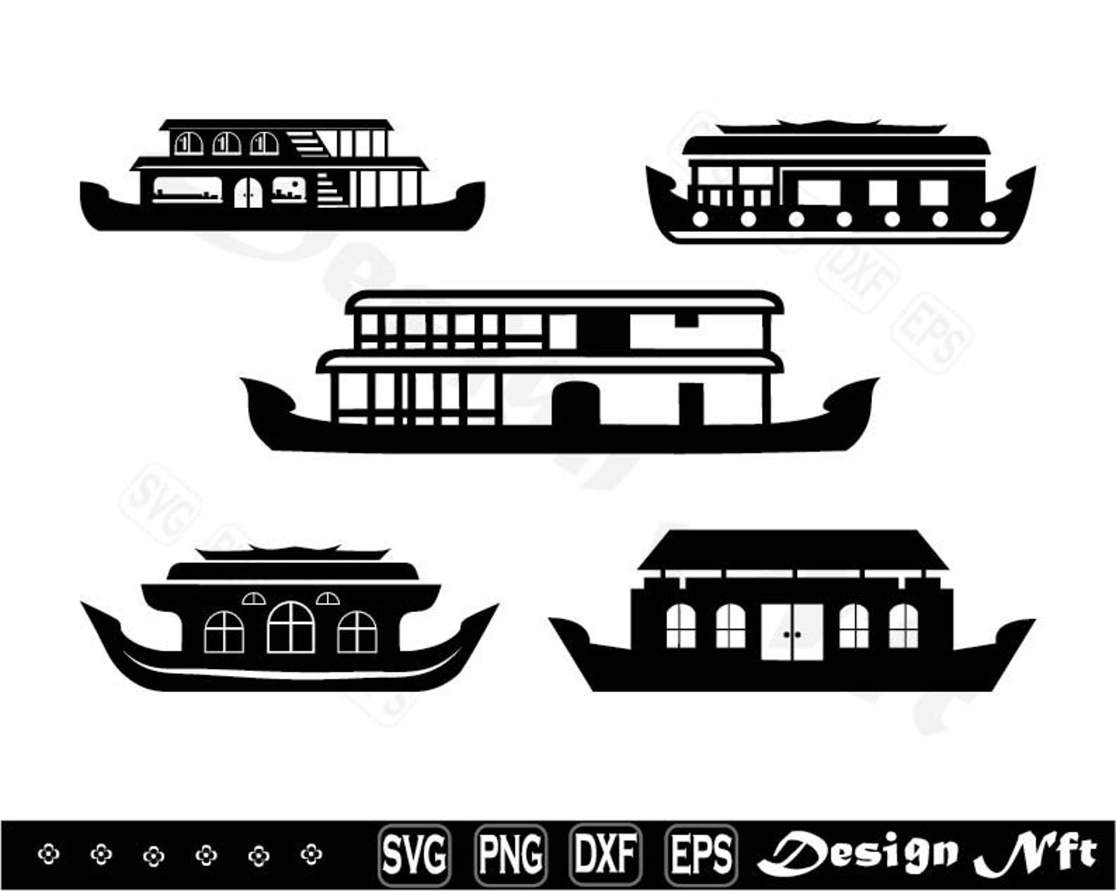 Houseboat Svg, Clipart, Cut Files for Silhouette, Files for Cricut ...