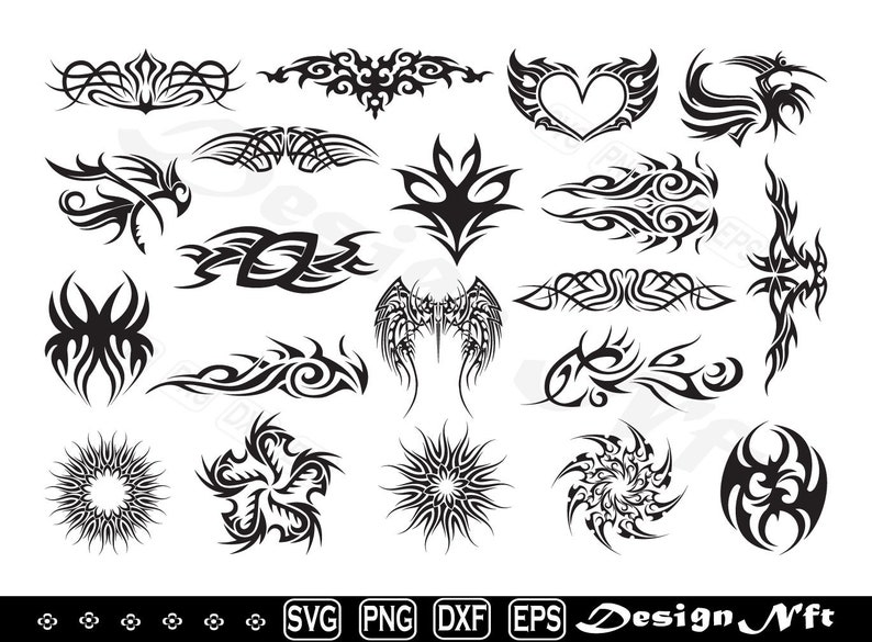 Tribal Tattoo Svg, Tattoo Svg, Clipart, Cut Files for Silhouette - Etsy