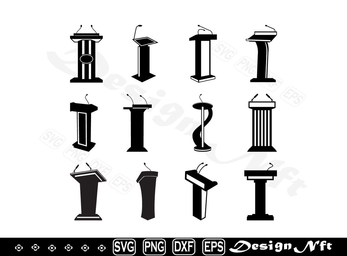 Podium Stand SVG, Clipart, Cut Files for Silhouette, Vector, PNG, Dxf ...