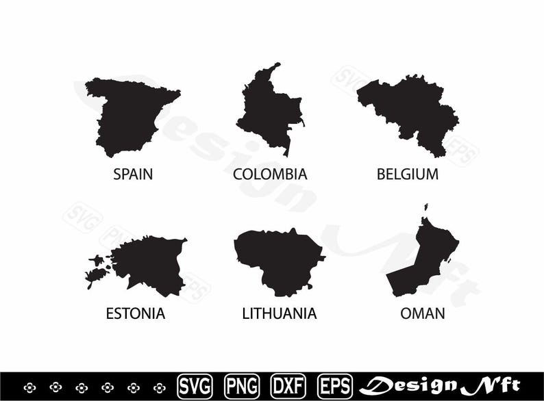Countries Map SVG Cut File (eps, Png, Dxf) (digital Download) - Etsy Canada