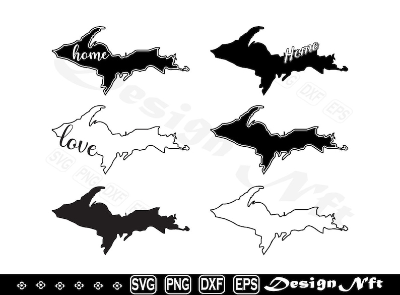 Michigan Upper Peninsula Map Svg, Clipart, Cut Files for Silhouette ...