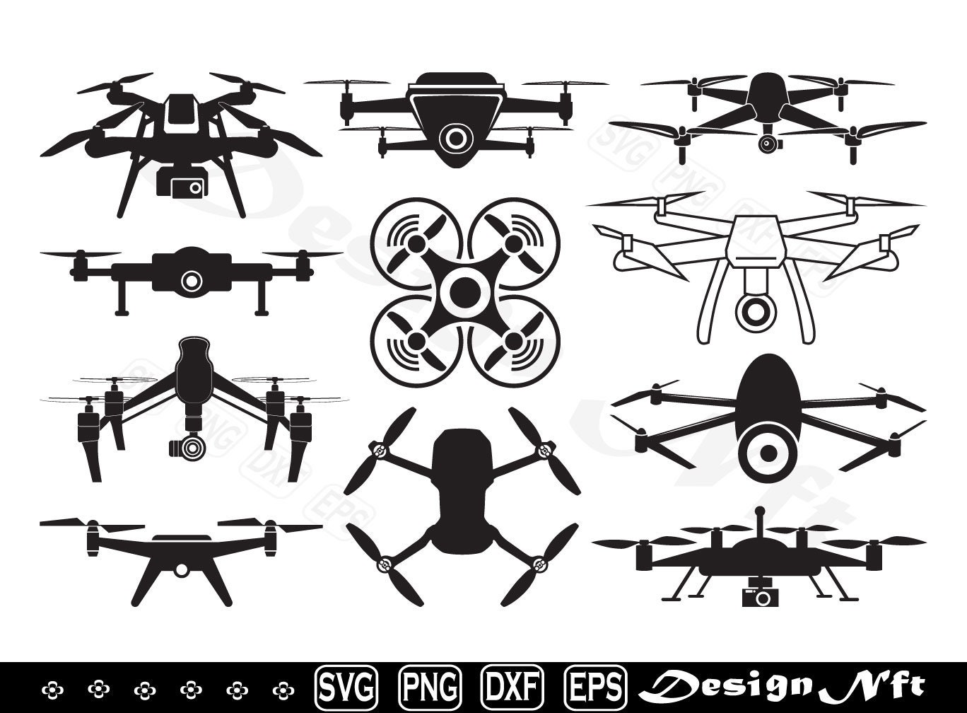 Drone Svg,drone Clipart, Drone Cut Files for Silhouette, Vector, Dxf ...