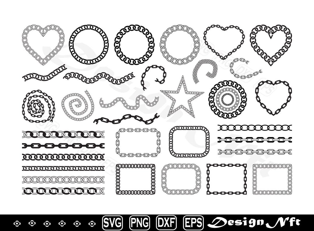 Chain Svg, Clipart, Cut Files for Silhouette, Vector, Dxf, Eps, Png ...