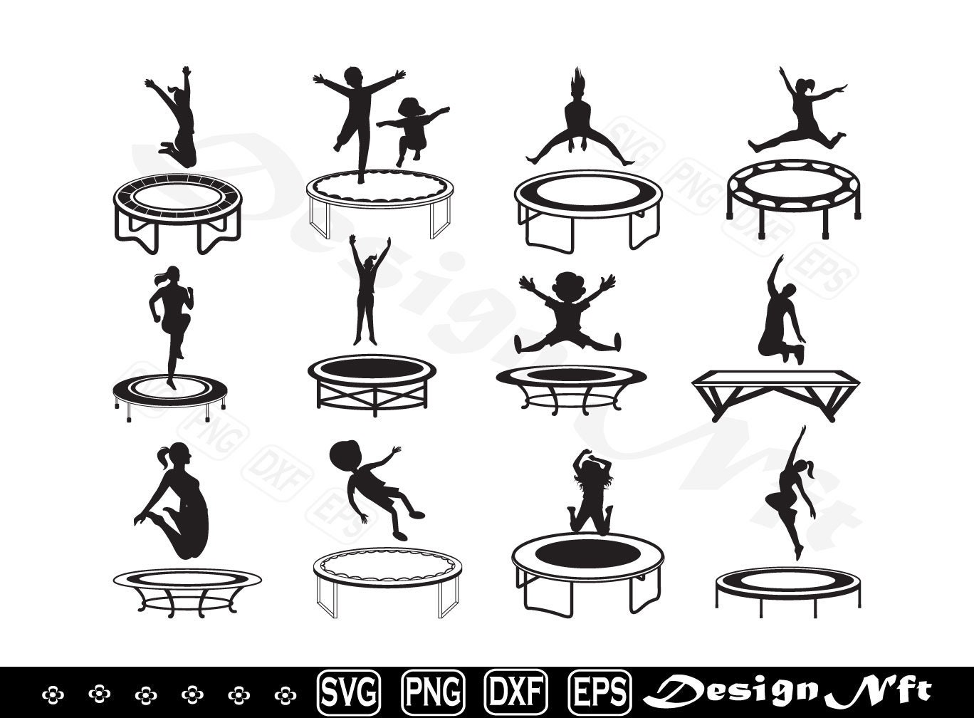 Trampoline Svg, Clipart, Cut Files for Silhouette, Vector, Dxf, Eps ...
