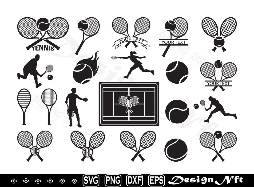 Tennis Svg, Clipart, Cut Files for Silhouette, Vector, Dxf, Eps, Png ...