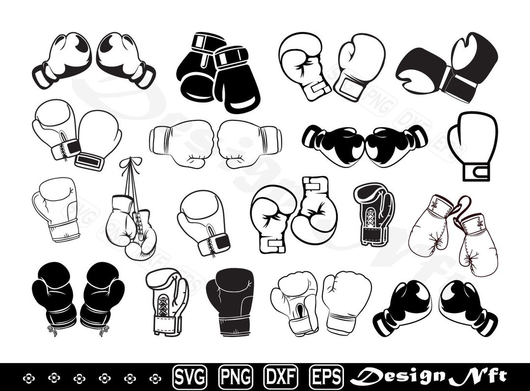 Boxing Gloves Svg, Clipart, Cut Files for Silhouette, Vector, Dxf, Eps ...