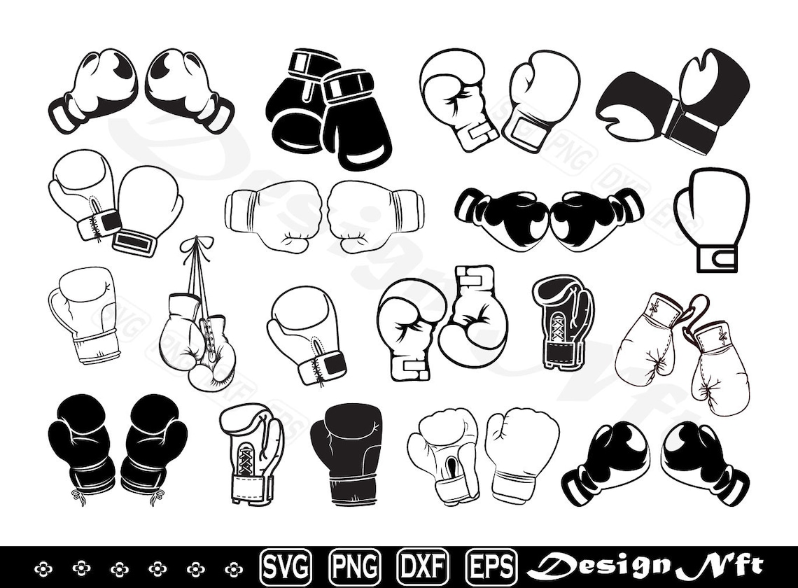 Boxing Gloves Svg, Clipart, Cut Files for Silhouette, Vector, Dxf, Eps ...