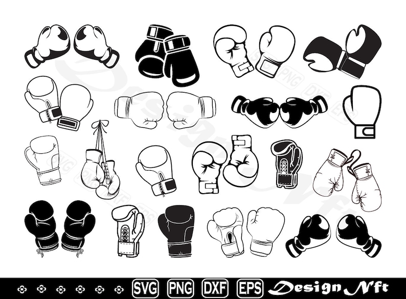 Boxing Gloves Svg, Clipart, Cut Files for Silhouette, Vector, Dxf, Eps ...