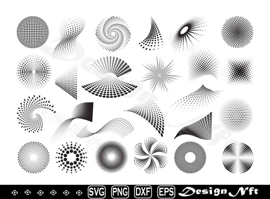 Halftone Svg, Halftone Dots Svg, Cut File for Silhouette, Eps, Dxf, Png ...