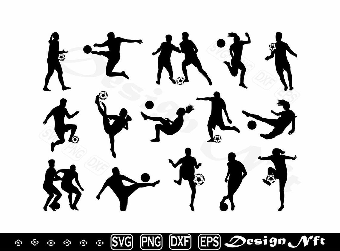 Soccer Player Svg, Clipart, Cut Files for Silhouette, Vector, Dxf, Eps ...