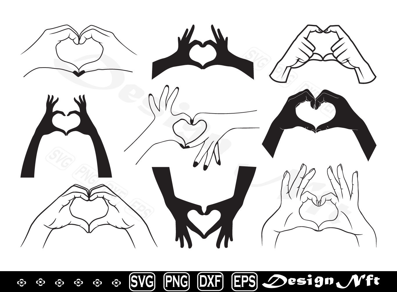 Heart Hands Svg, Clipart, Cut Files for Silhouette, Vector, Dxf, Eps, Png, Design - Etsy
