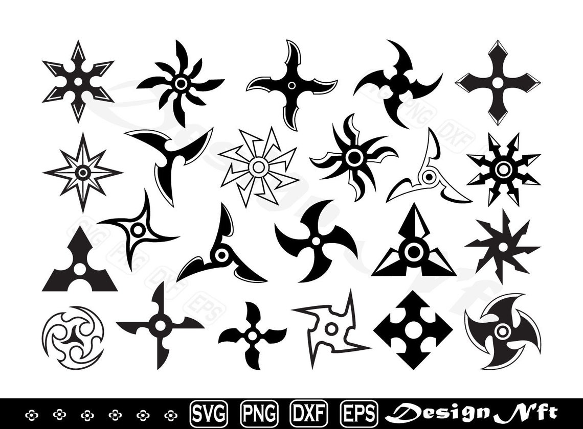 Ninja Stars Svg, Clipart, Cut Files for Silhouette, Vector, Dxf, Eps ...