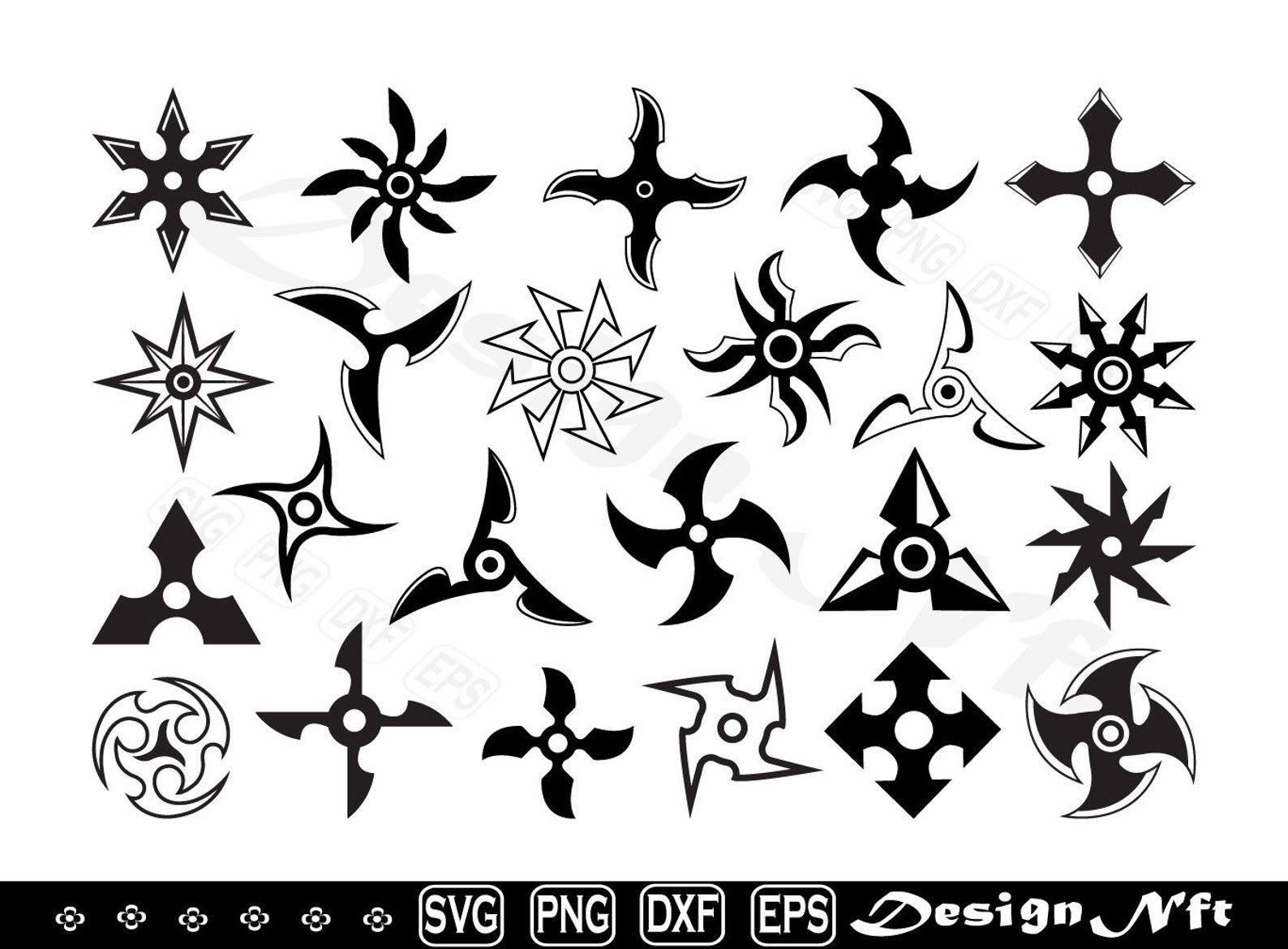 Ninja Stars Svg, Clipart, Cut Files for Silhouette, Vector, Dxf, Eps ...