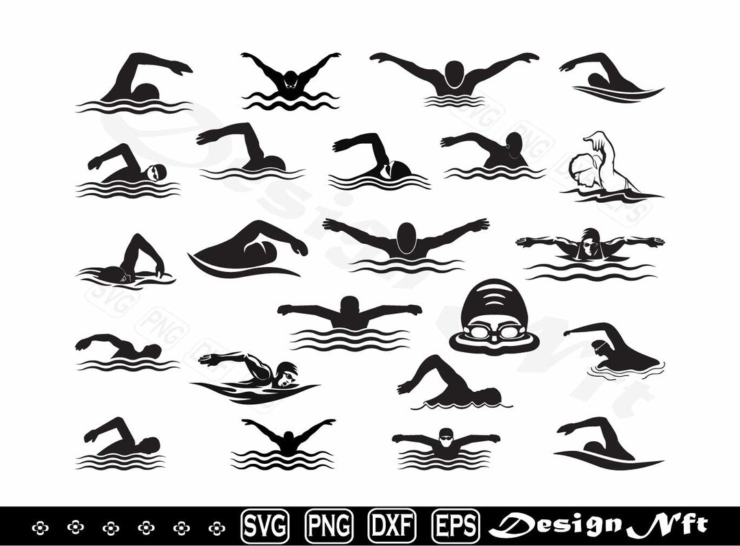 Swimming Svg, Swimmer Svg Clipart, Cut Files for Silhouette, Vector ...