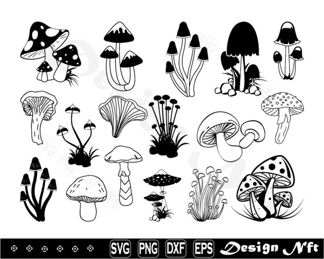 Mushroom Svg, Clipart, Cut Files for Silhouette, Vector, Dxf, Eps, Png ...