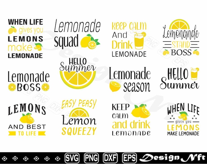 10 Lemon SVG Bundle, Clipart, Image, Silhouette, Vector, Svg, Dxf, Png ...