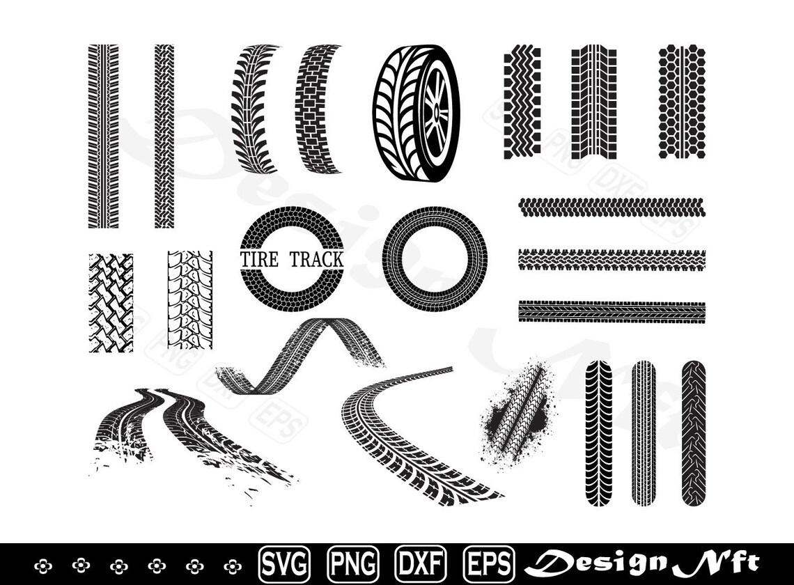 Tire Track Svg, Clipart, Cut Files for Silhouette, Vector, Dxf, Eps ...