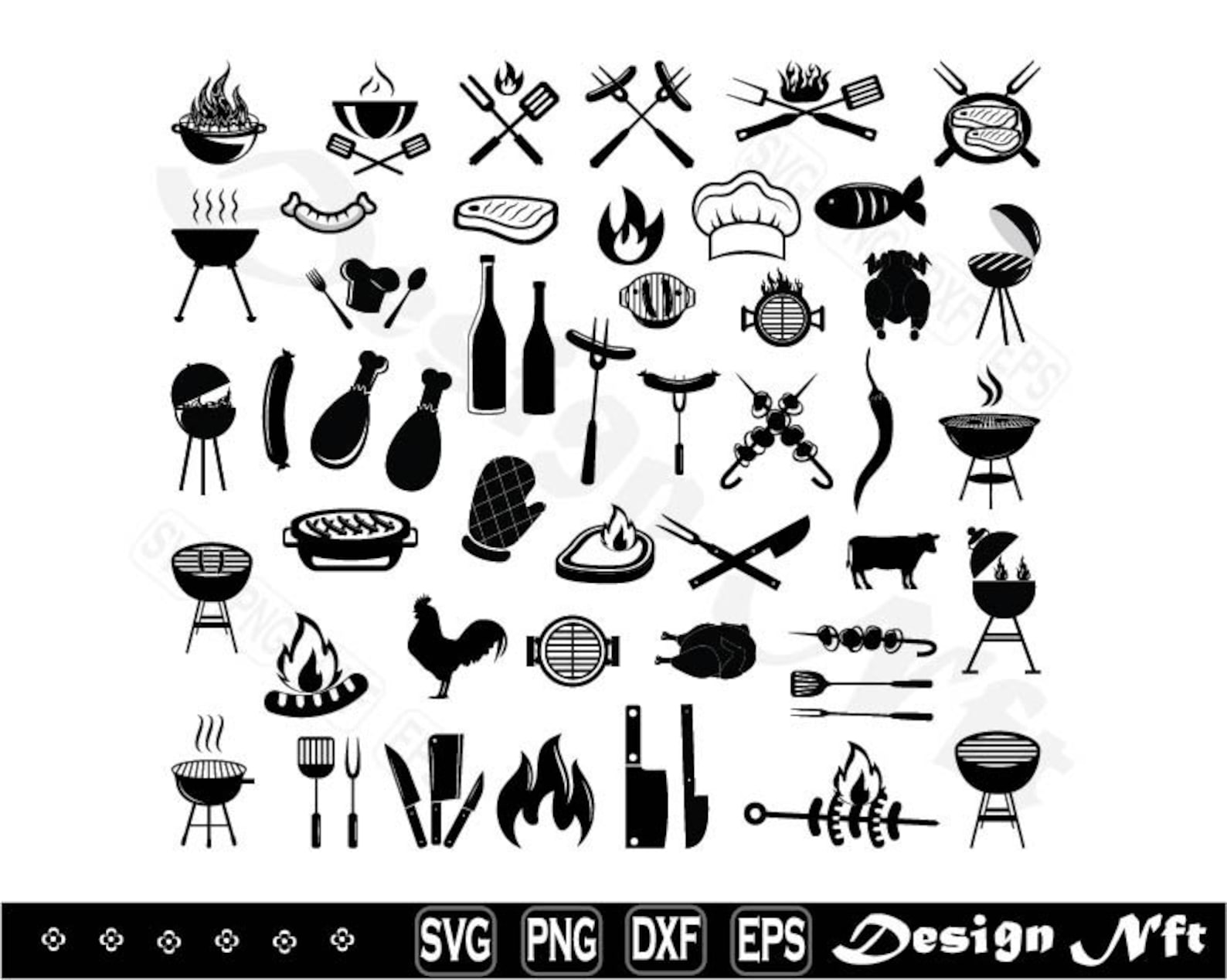 BBQ Svg Clipart Cut Files for Silhouette Vector Dxf Png - Etsy