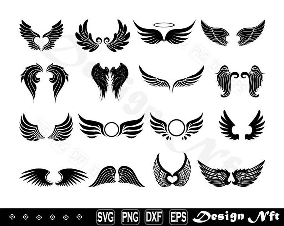 Wings Svg Clipart Cut Files for Silhouette Vector Dxf - Etsy
