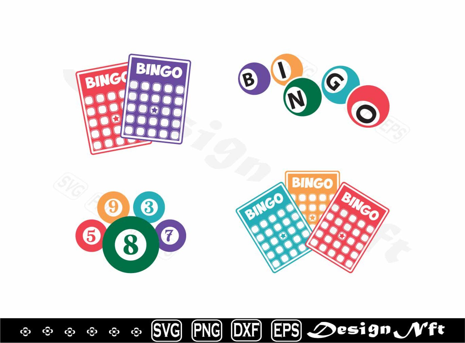 Bingo Balls and Cards (svg, Png, Eps, Dxf) Clipart (digital Download ...