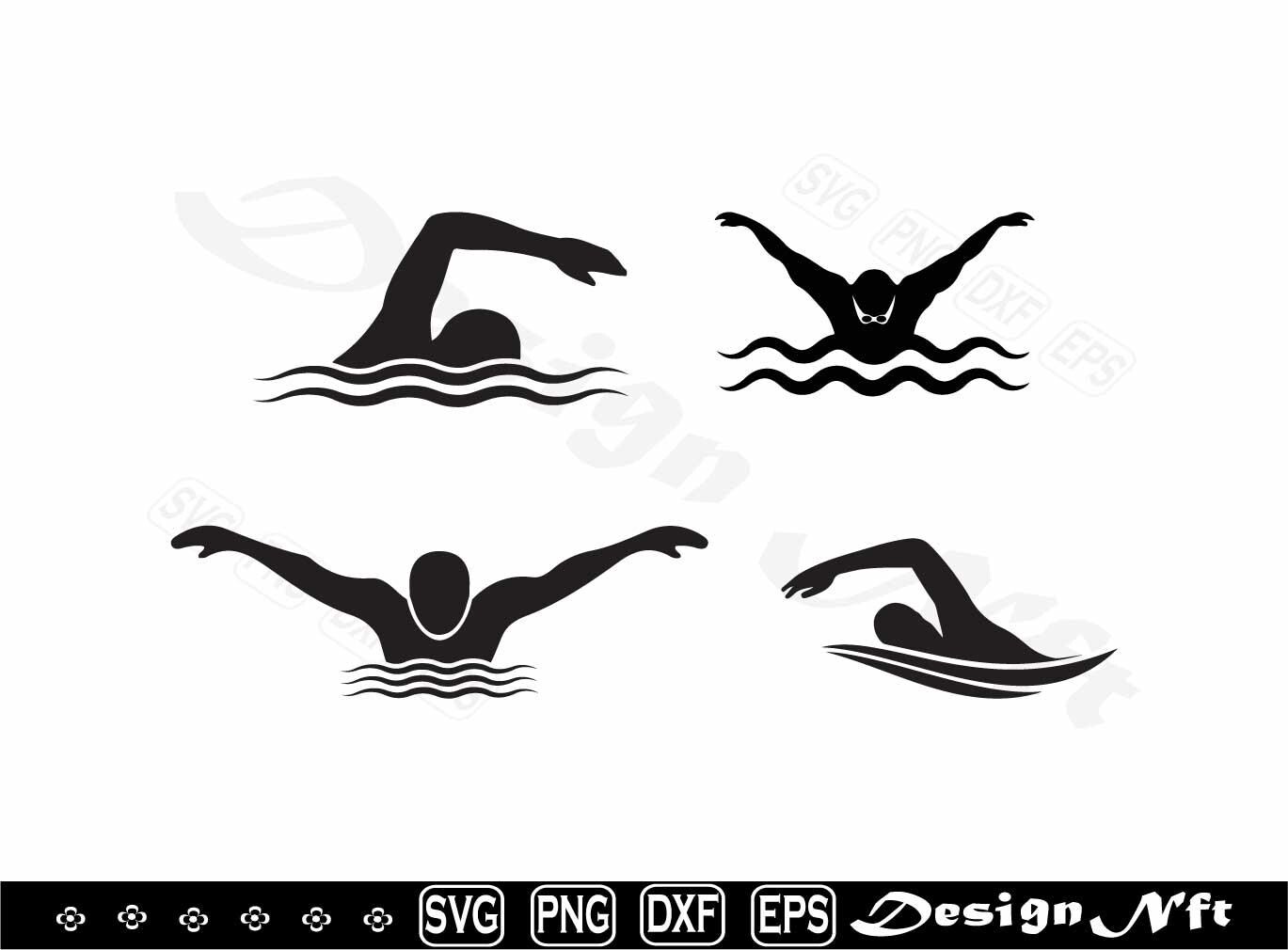 Swimming Svg, Swimmer Svg Clipart, Cut Files for Silhouette, Vector ...