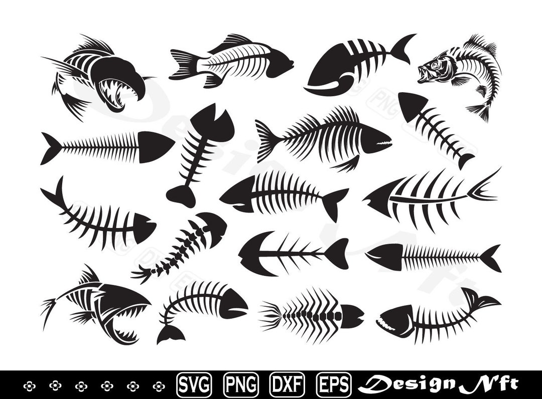 Fish Bone Svg, Clipart, Cut Files for Silhouette, Vector, Dxf, Eps, Png ...
