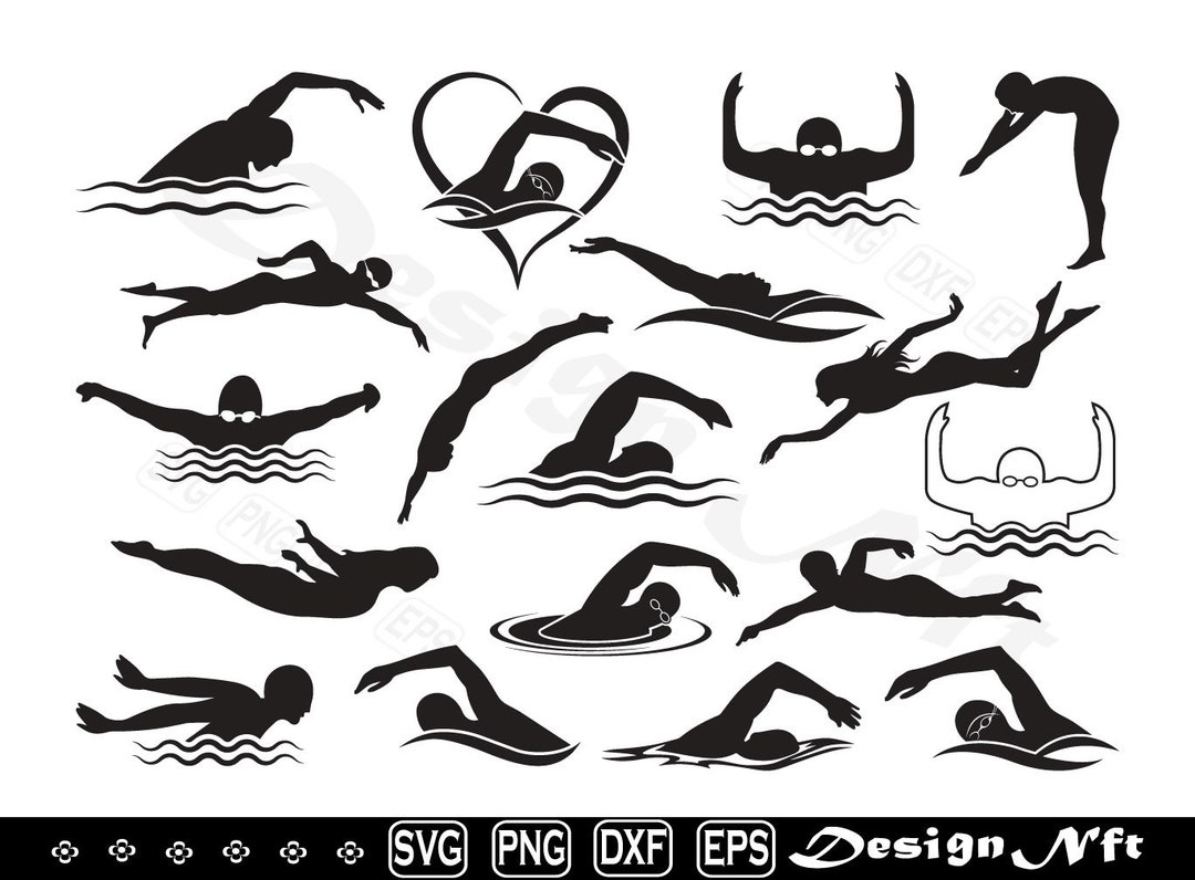 Swimmer Svg, Swimming Svg, Clipart, Cut Files for Silhouette, Vector ...
