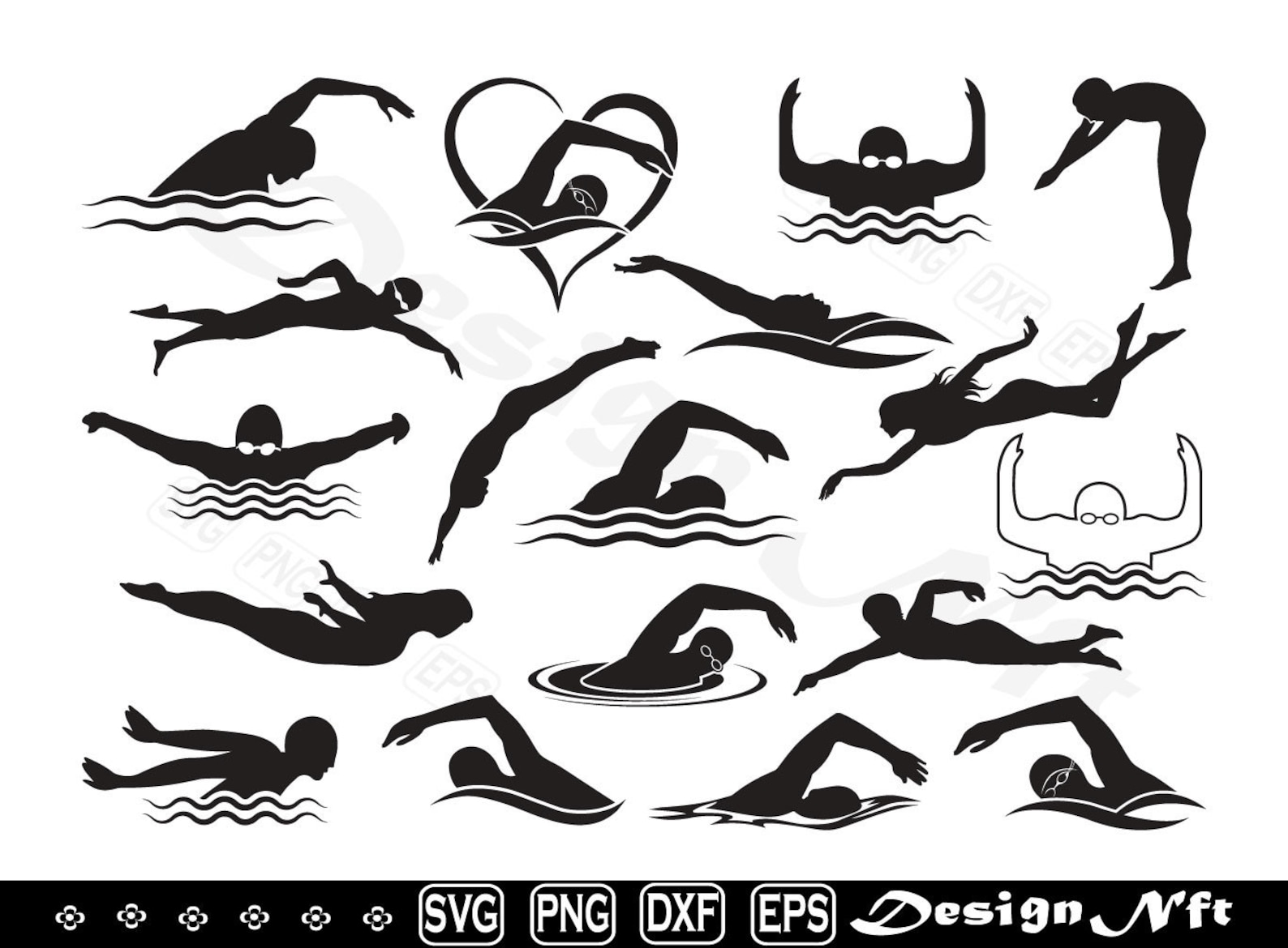 Swimmer Svg, Swimming Svg, Clipart, Cut Files for Silhouette, Vector ...