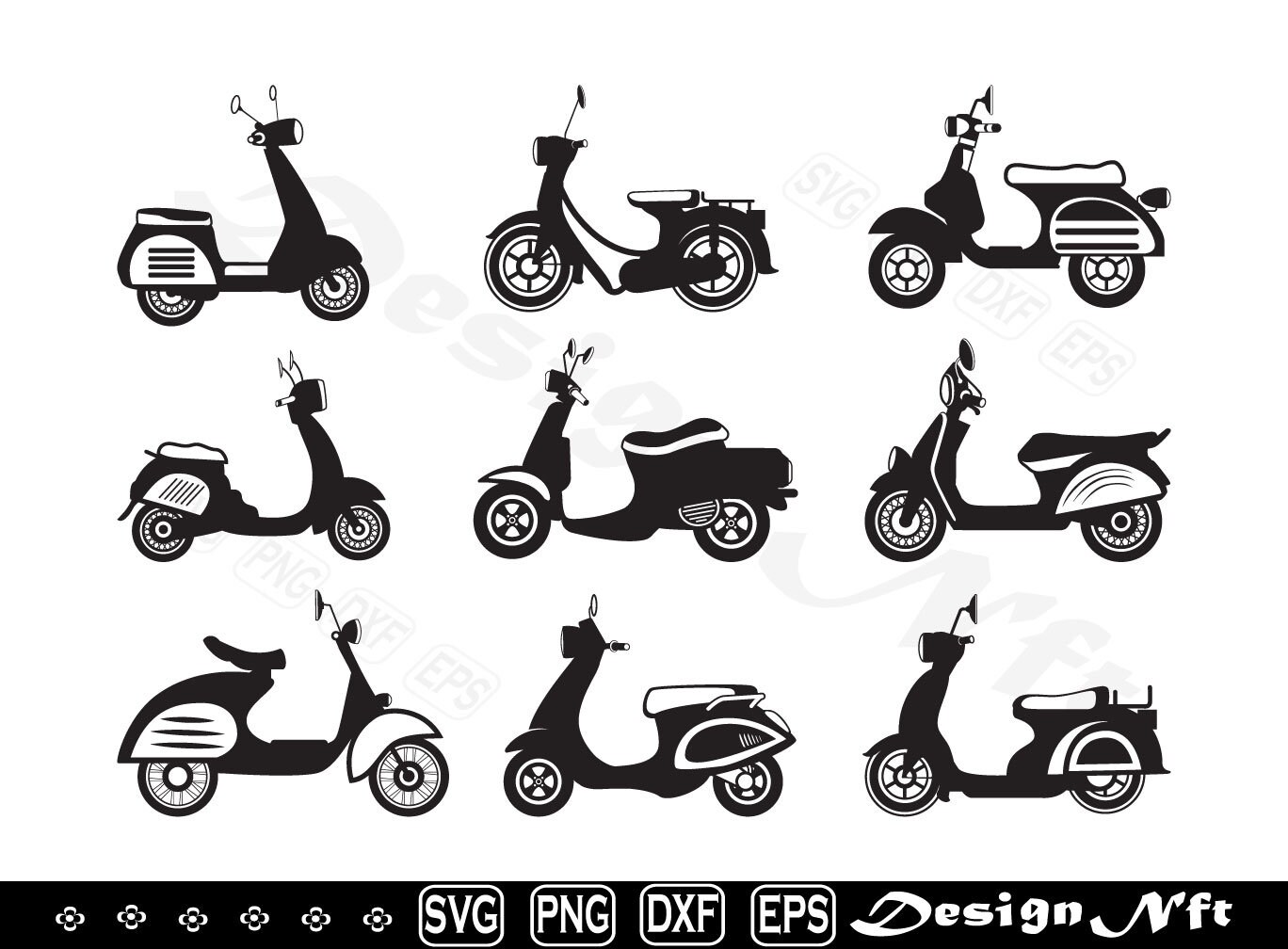 Scooter Svg, Vespa Svg, Clipart, Cut Files for Silhouette, Vector, Dxf ...