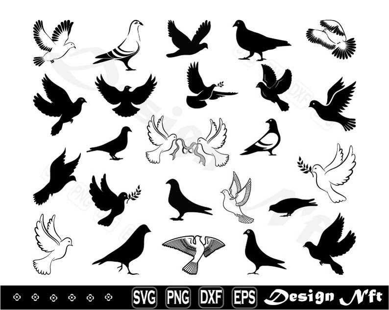 Dove svg, Clipart, Cortar archivos para silueta, Vector, dxf, eps, png ...