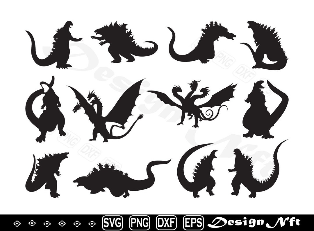 Godzilla & Ghidorah SVG Bundle, Silhouette Cut File (digital Download ...
