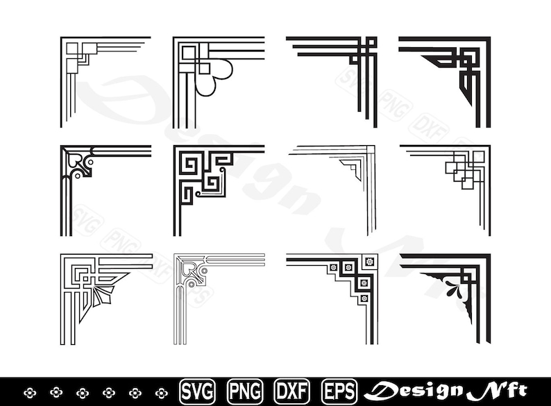 Art Deco Corners (svg, Eps, Dxf, Png) Clipart (digital Download) - Etsy