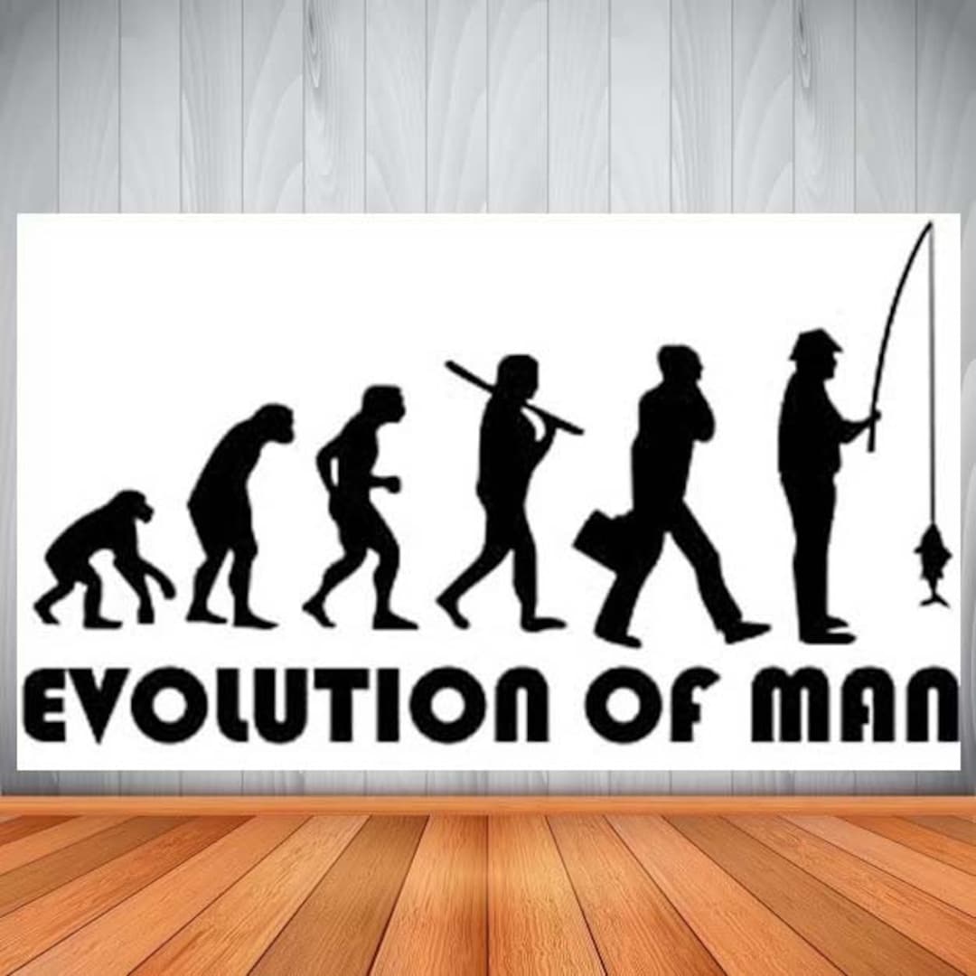 Evolution of Man Fishing, Vinyl Sticker - Etsy