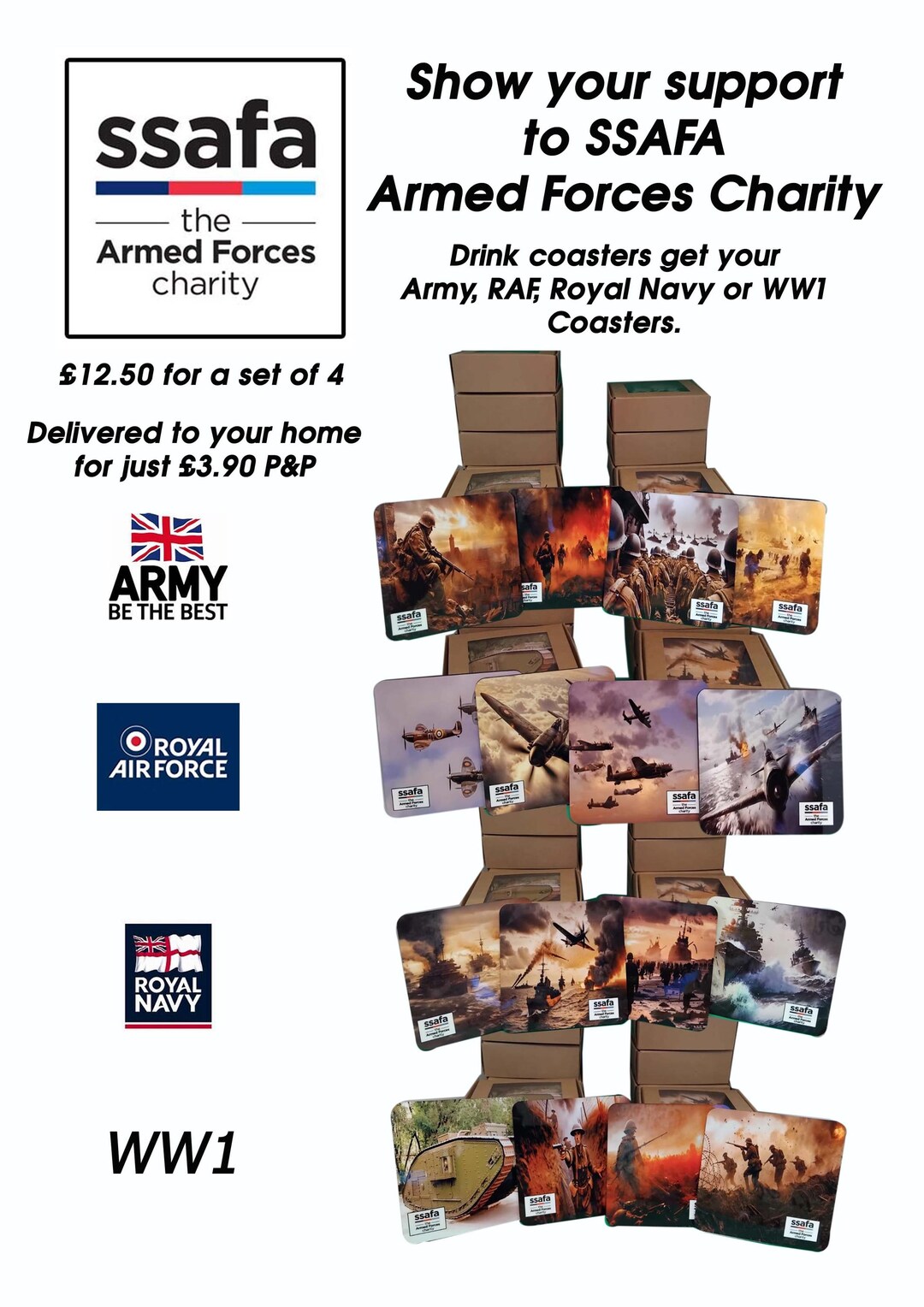 Set of 4 Coasters for SSAFA the Armed Forces Sharity Charity - Etsy