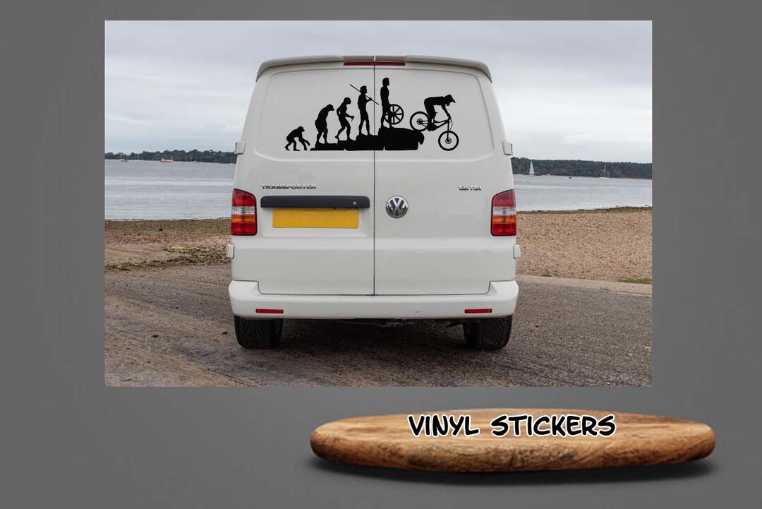 Evolution of Man Motocross, Funny Car Van Caravan Laptop Windows Bumper ...