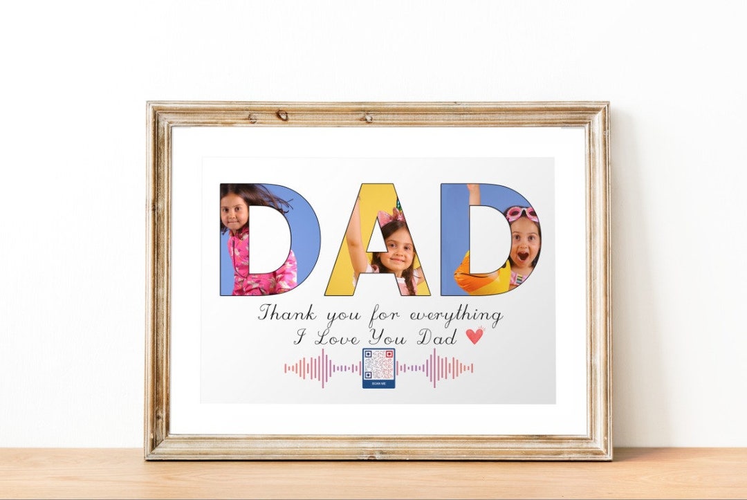Personalised Playable Qr Code, Dad Photo Collage, Special Gift for Dad ...