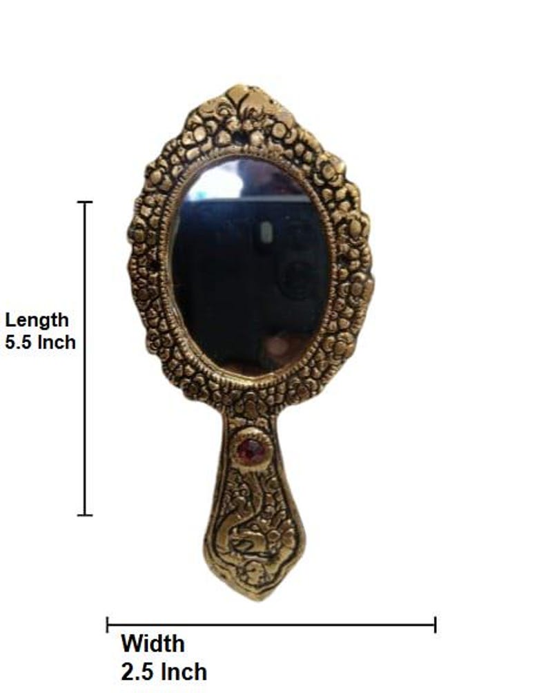 Antique Gold Plated Hand Mirror Vintage Style Vanity Mirror Elegant ...