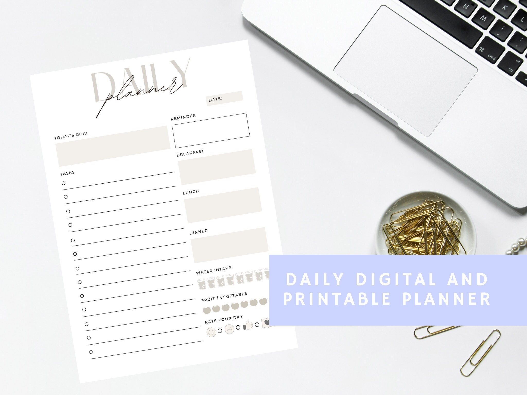 Daily Planner Digital and Printable Minimalistic Daily - Etsy