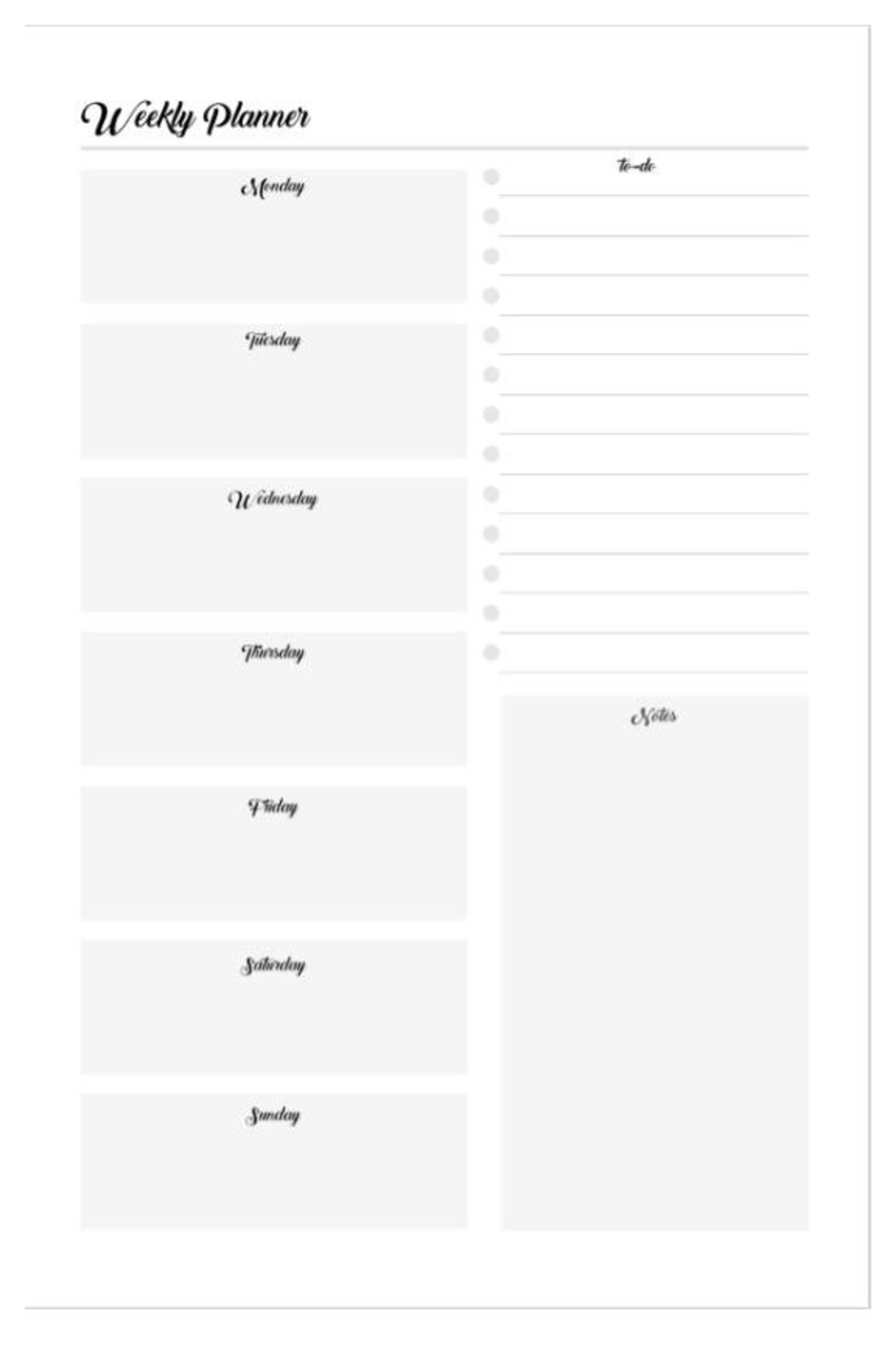 Simple Student Weekly Planner - Etsy