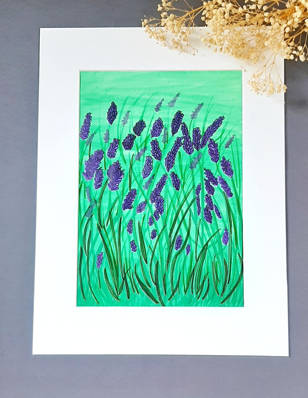 Lavender Watercolor Artwork, Lavender Field Artwork, Lavender ...