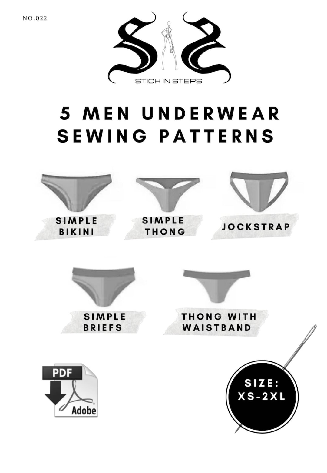Set of Men’s Underwear - Briefs, Thong, Jockstrap Etc. (PDF Sewing ...
