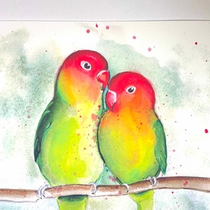 A4 Lovebird Watercolour Print - Fine Art Print - Gift -wall Art - Home ...